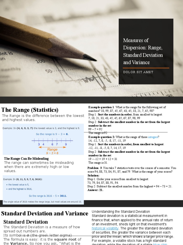 Measures of Dispersion: Range, Standard Deviation and Variance | PDF ...