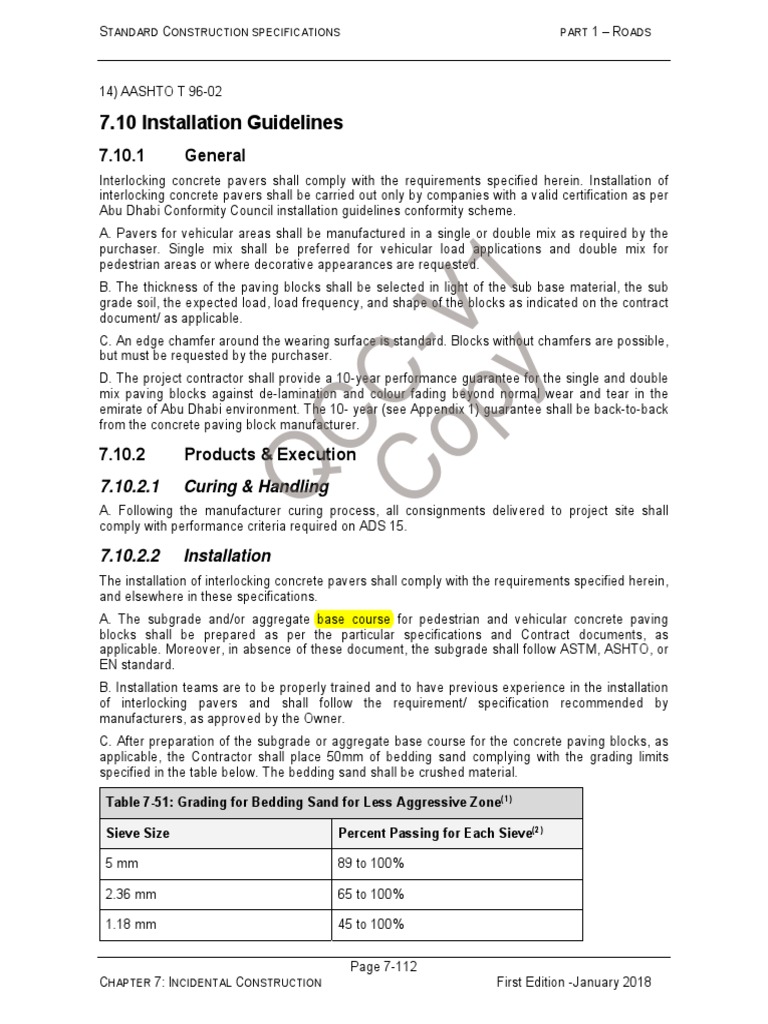 Bedding Sand Specifications for Interlock | PDF | Concrete ...