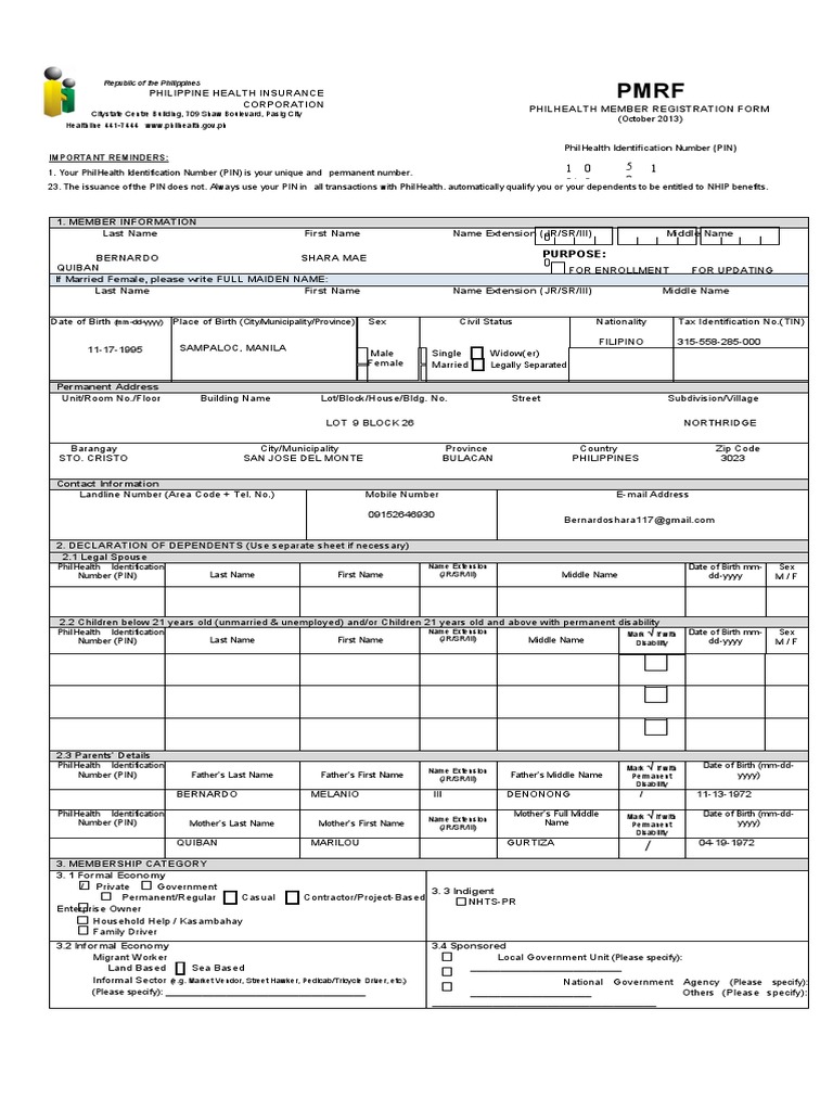 Philhealth Identification Number (Pin) Important Reminders:: Purpose ...
