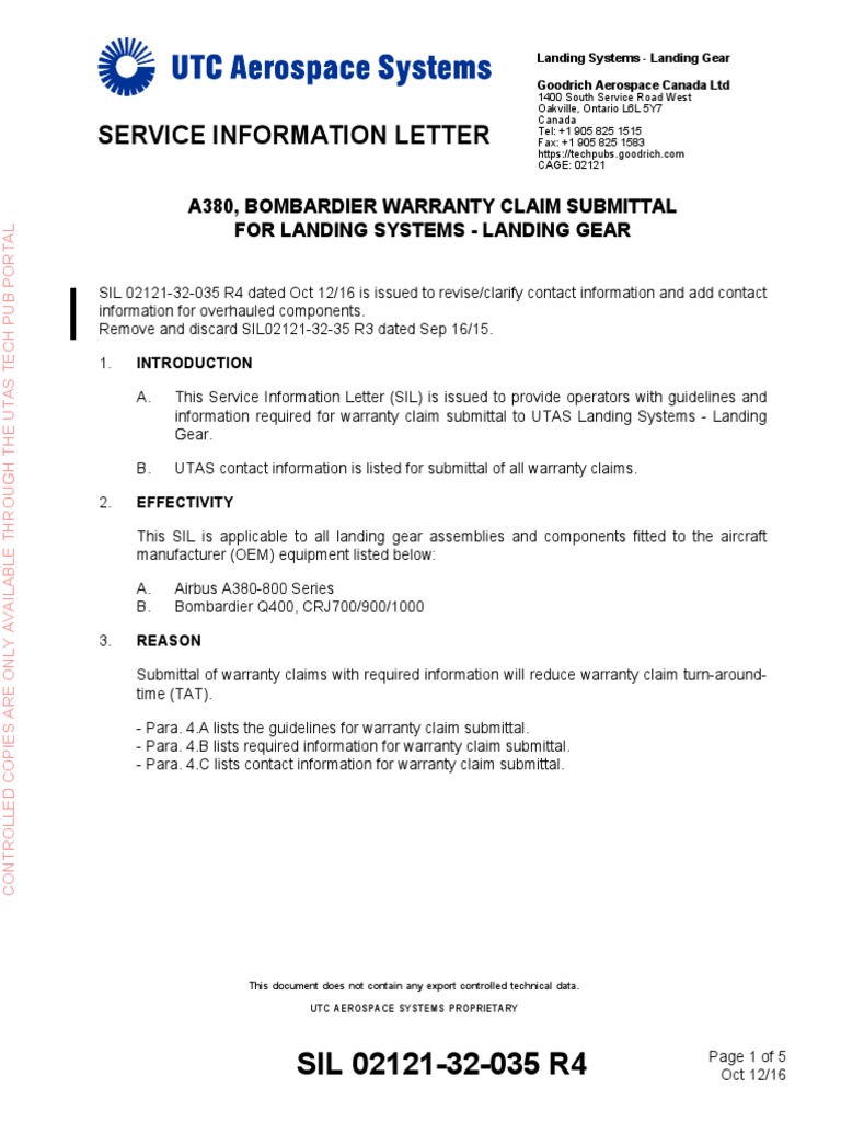Service Information Letter: SIL 02121-32-035 R4 | PDF | Aerospace ...