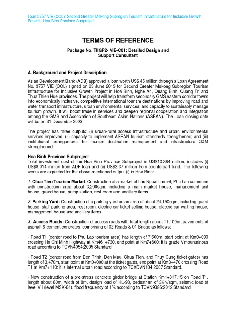 Terms of Reference: Package No. TIIGP2-VIE-C01: Detailed Design and ...