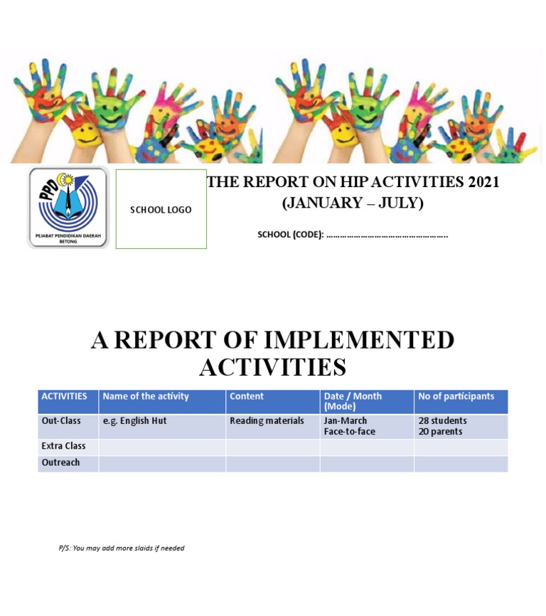 The Report On Hip Activities 2021 (January - July) : School Logo | PDF