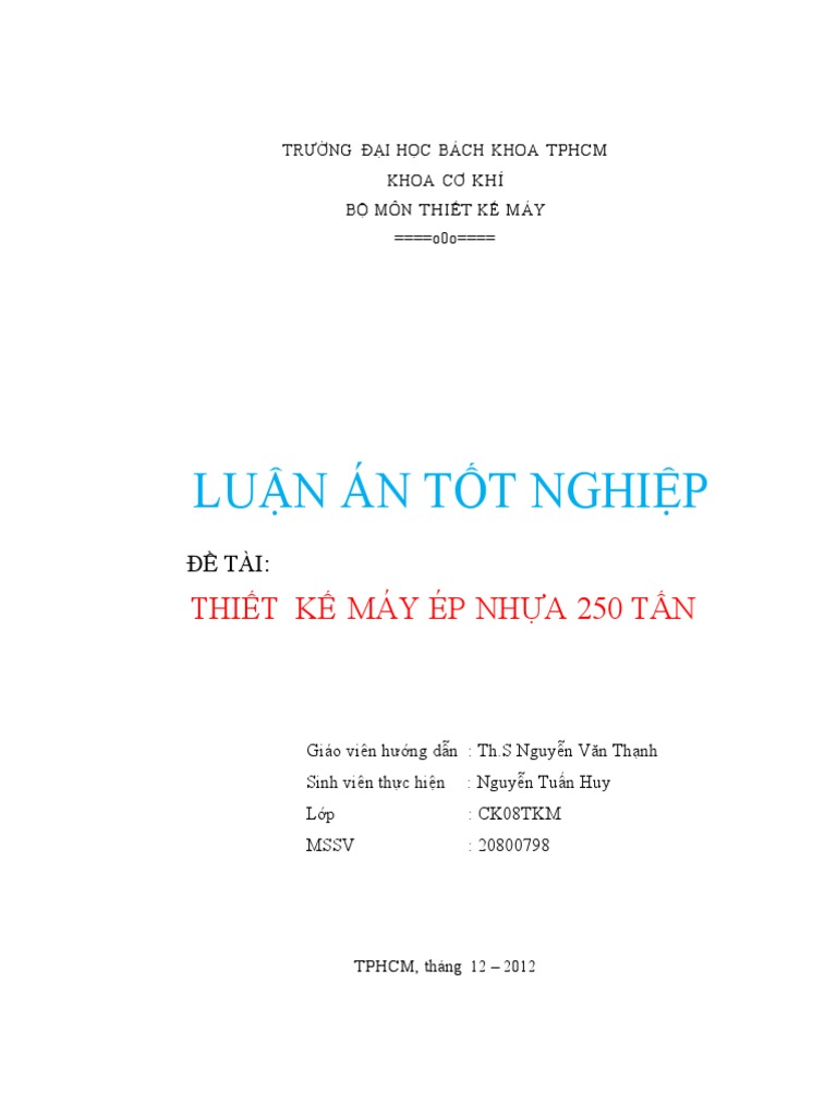 (123doc) Thiet Ke May Ep Nhua 250 Tan | PDF