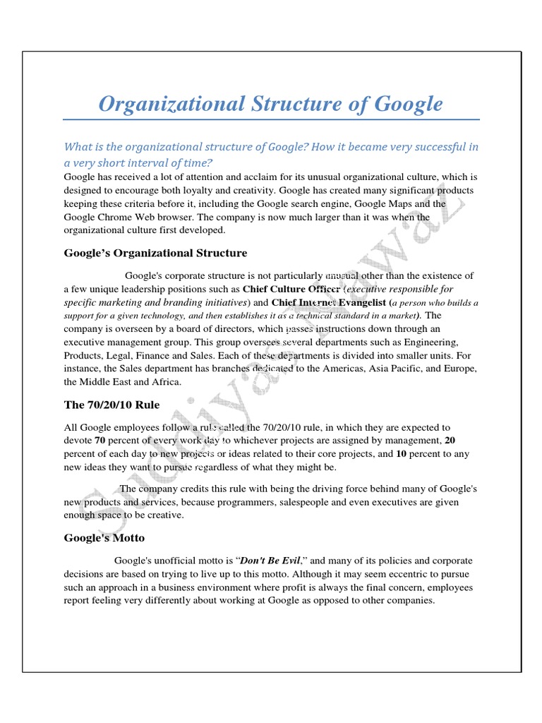 Google’s Unique Organizational Structure | PDF | Communication | Business