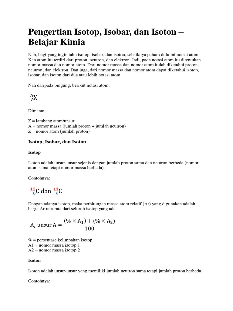 Isotop, Isobar, Isoton | PDF