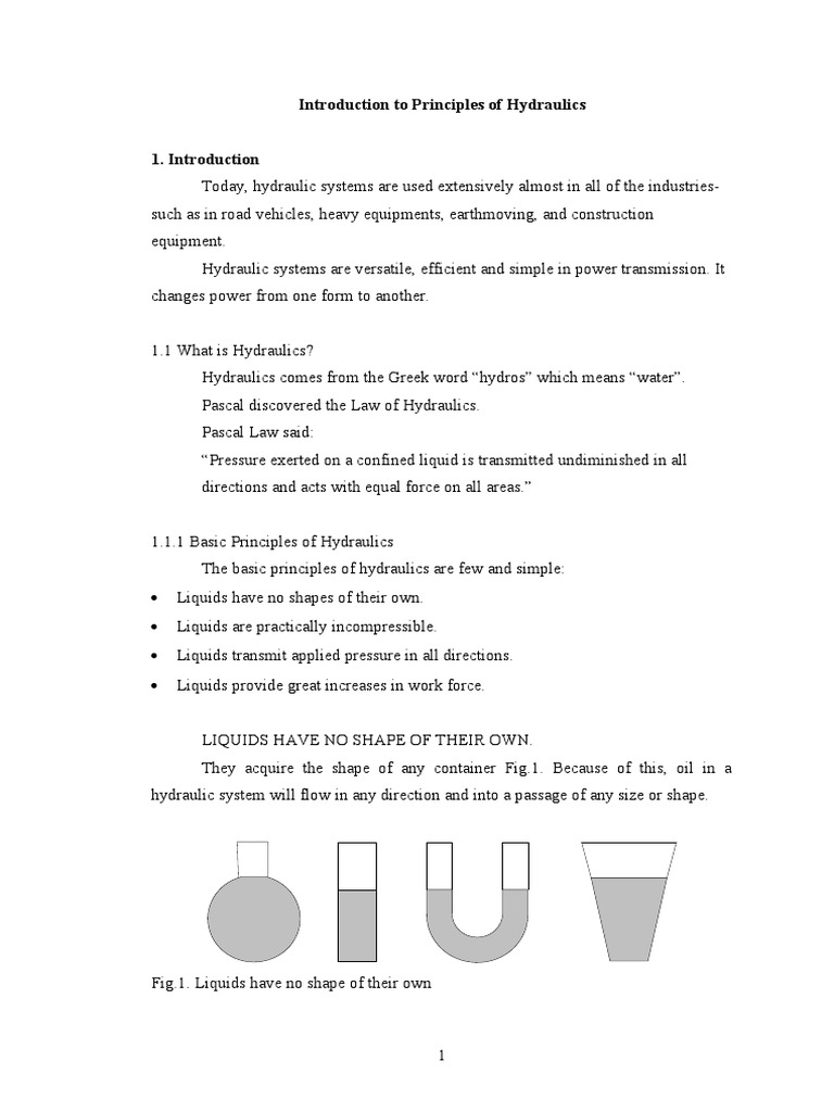 01 Introduction To Principles of Hydraulics (Module-I) | PDF | Flow ...