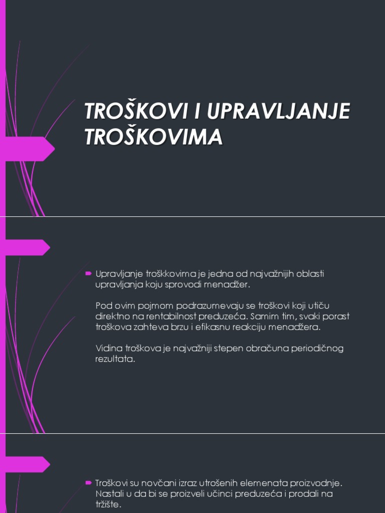 Troskovi I Upravljanje Troskovima IV Poglavlje PDF | PDF