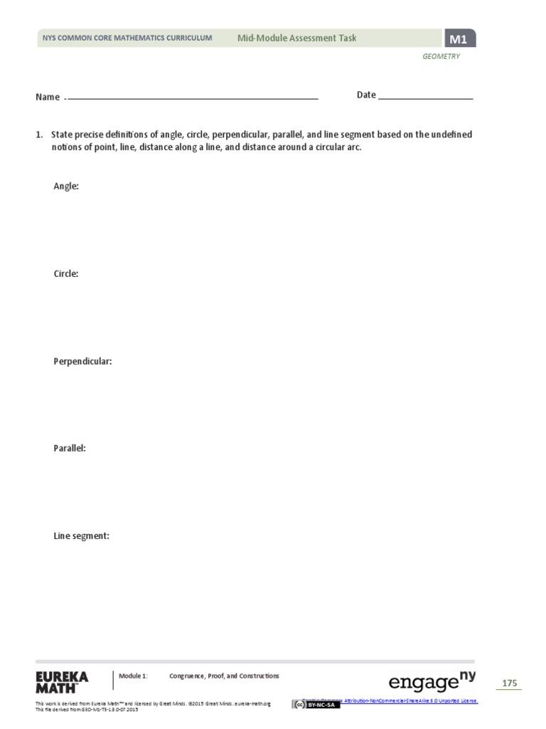 Geometry m1 Mid Module Assessment | PDF | Perpendicular | Angle