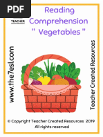 Reading Comprehension Vegetables Copyright Teacher Created Resources ...