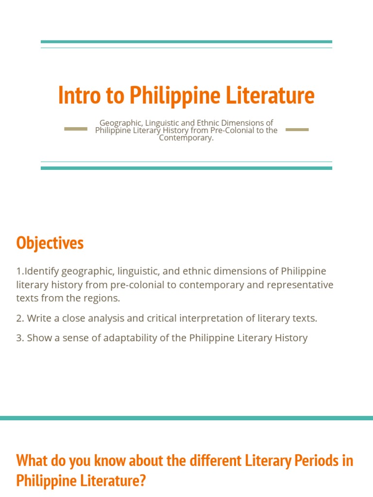 Intro To Philippine Literature | PDF | Philippines | Poetry