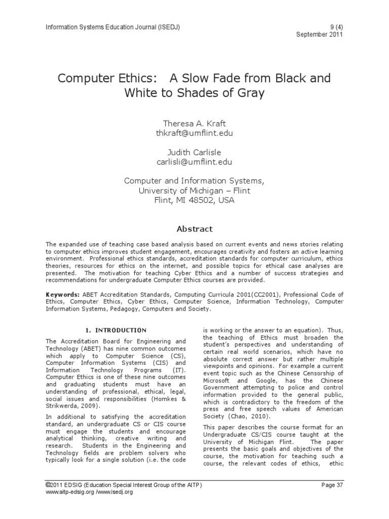 Computer Ethics | PDF | Curriculum | Computing