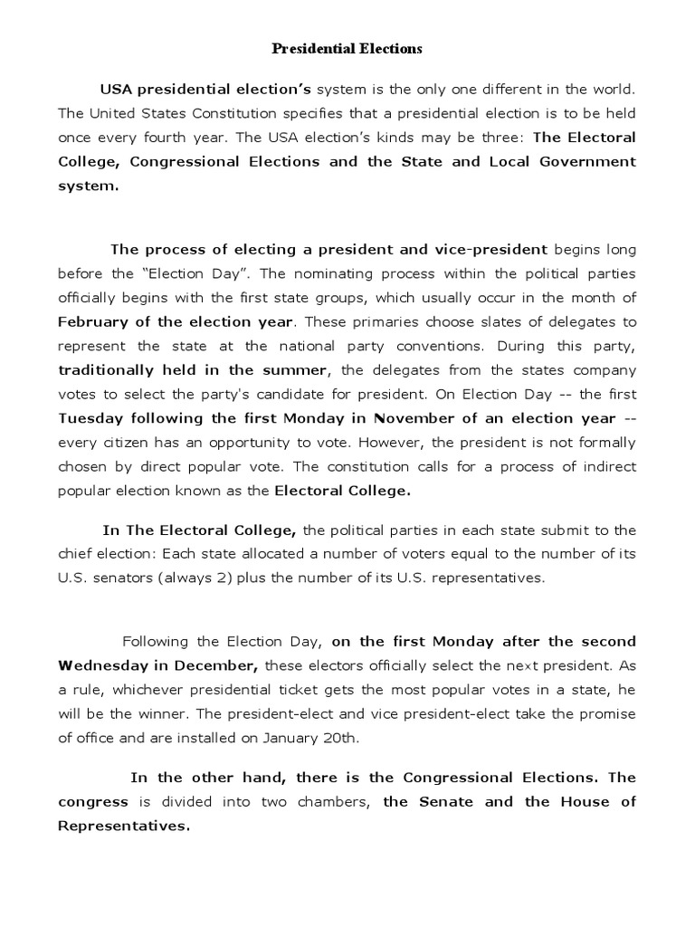 Understanding U.S. Presidential Elections | PDF | United States ...