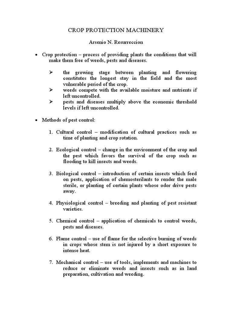 Crop Protection Machinery Overview | PDF | Agriculture | Pest (Organism)
