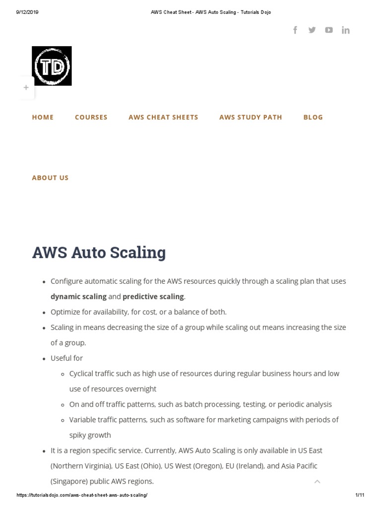 AWS Cheat Sheet - AWS Auto Scaling | PDF | Amazon Web Services | Software Engineering