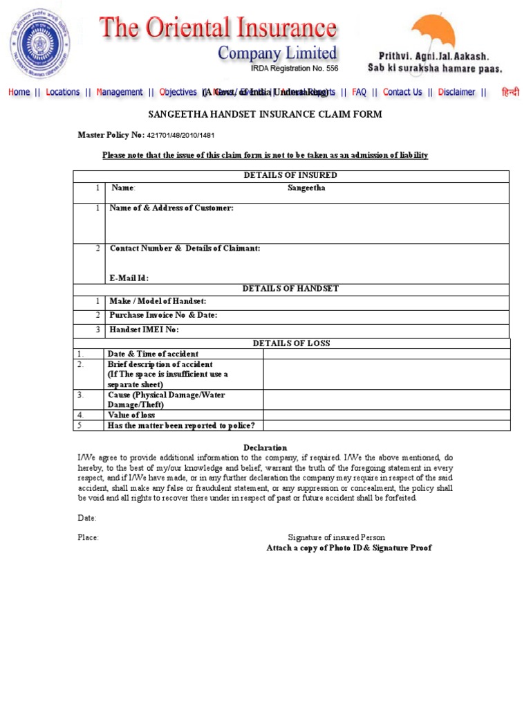 Insurance Claim Form | Download Free PDF | Insurance | Common Law