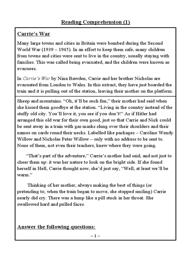 Carrie’s War: Evacuation and Emotion | PDF