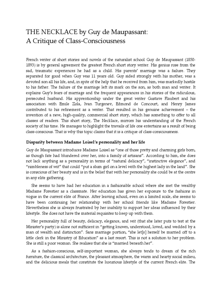 The NECKLACE by Guy de Maupassant A Crit | PDF | Guy De Maupassant