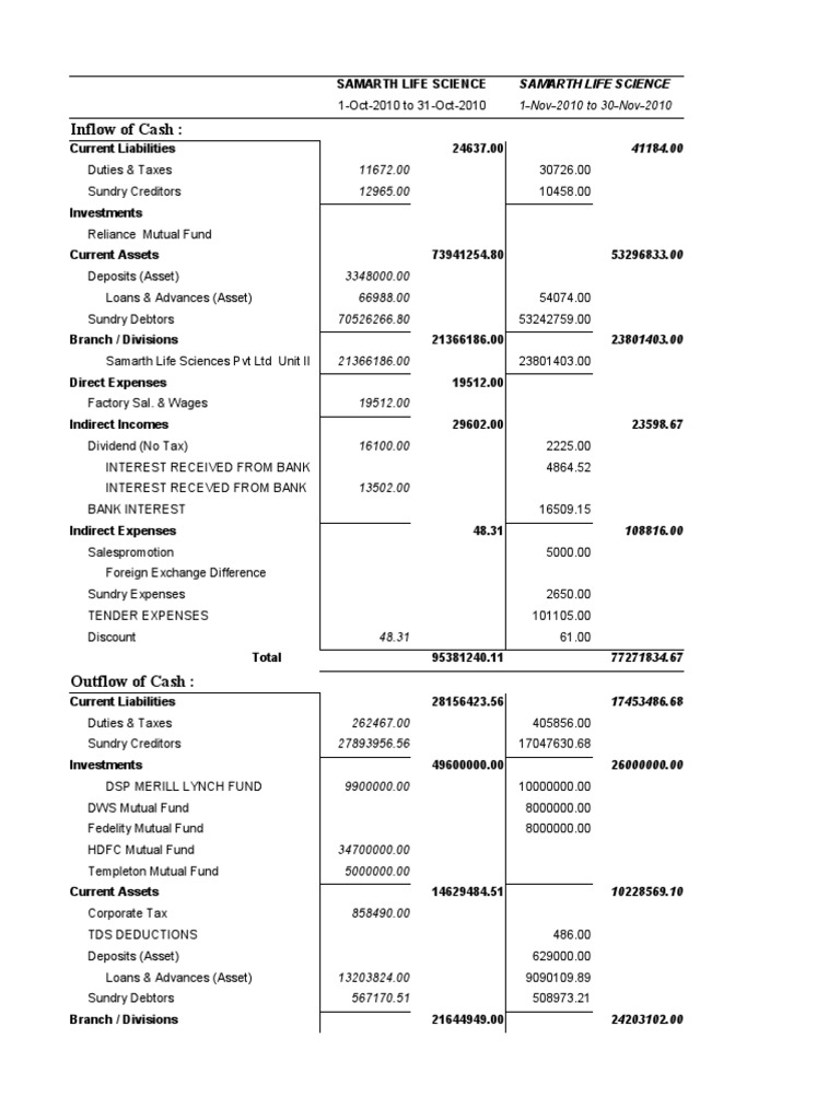 Cash Flow Summary1 | PDF | Expense | Economies