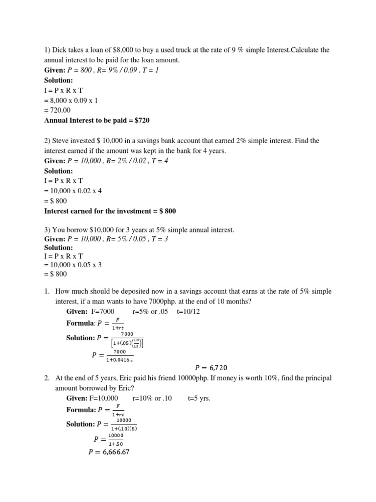 Simple Interest Asynchronous1 Answer Key | PDF | Interest | Interest Rates
