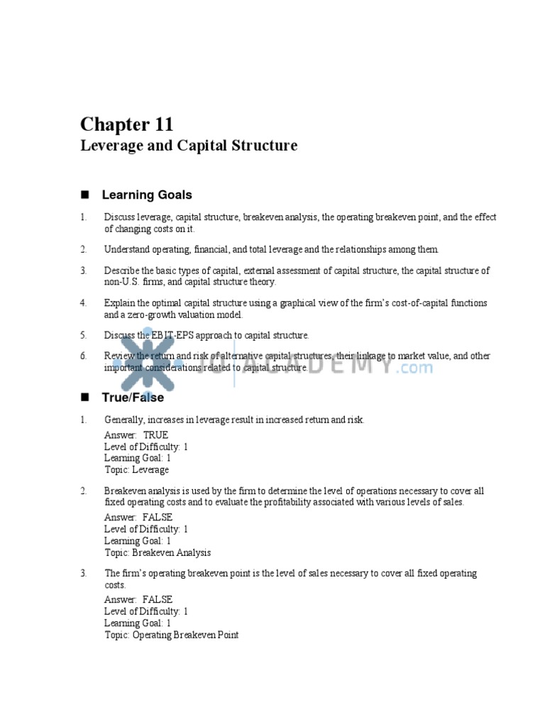 Leverage and Capital Structure | PDF | Capital Structure | Financial ...