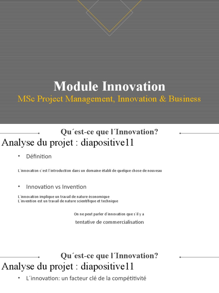 Module Innovation Cours 1 | PDF | Innovation | Croissance économique
