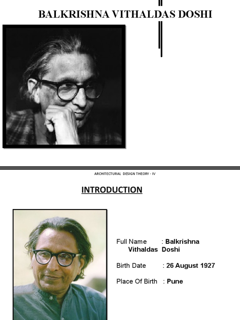 Balkrishna Vithaldas Doshi: Architectural Design Theory - Iv | PDF