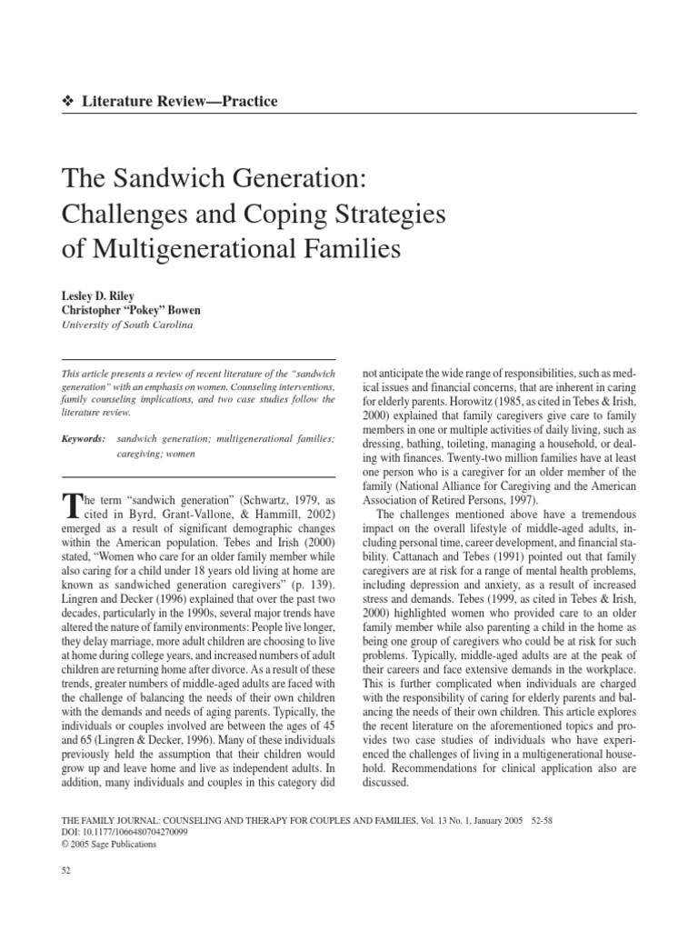 The Sandwich Generation Challenges and Coping Strategies of ...