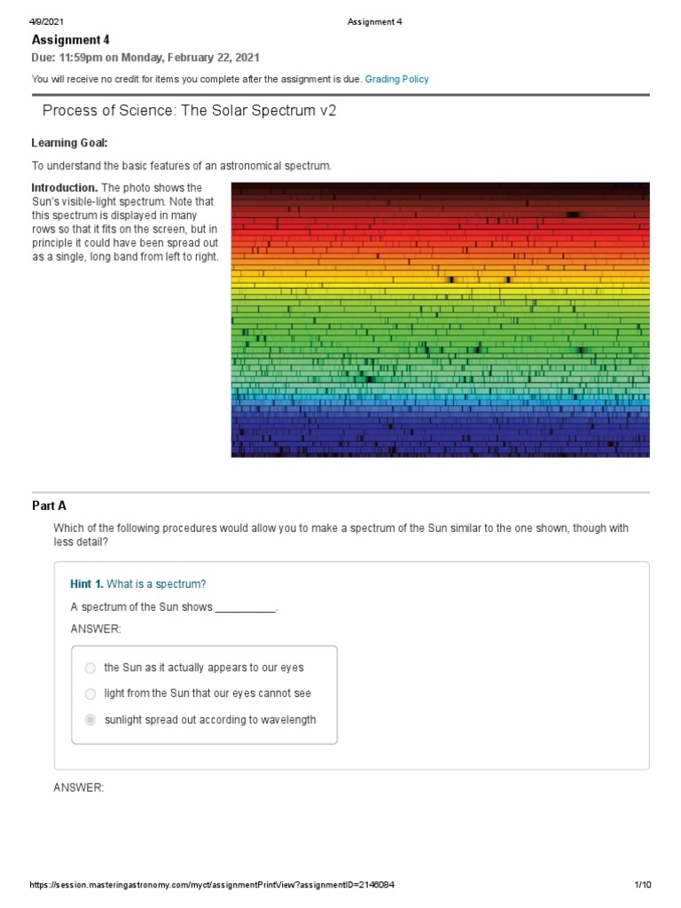 Analysis of a Solar Spectrum: Understanding the Temperature and ...