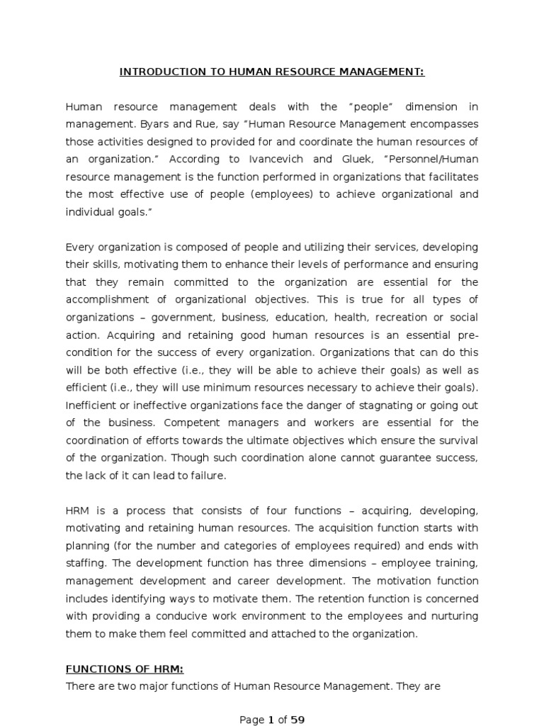 Introduction To Human Resource Management | PDF | Human Resource ...