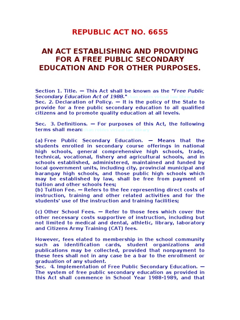 Free Education Act | PDF | Business | Finance & Money Management