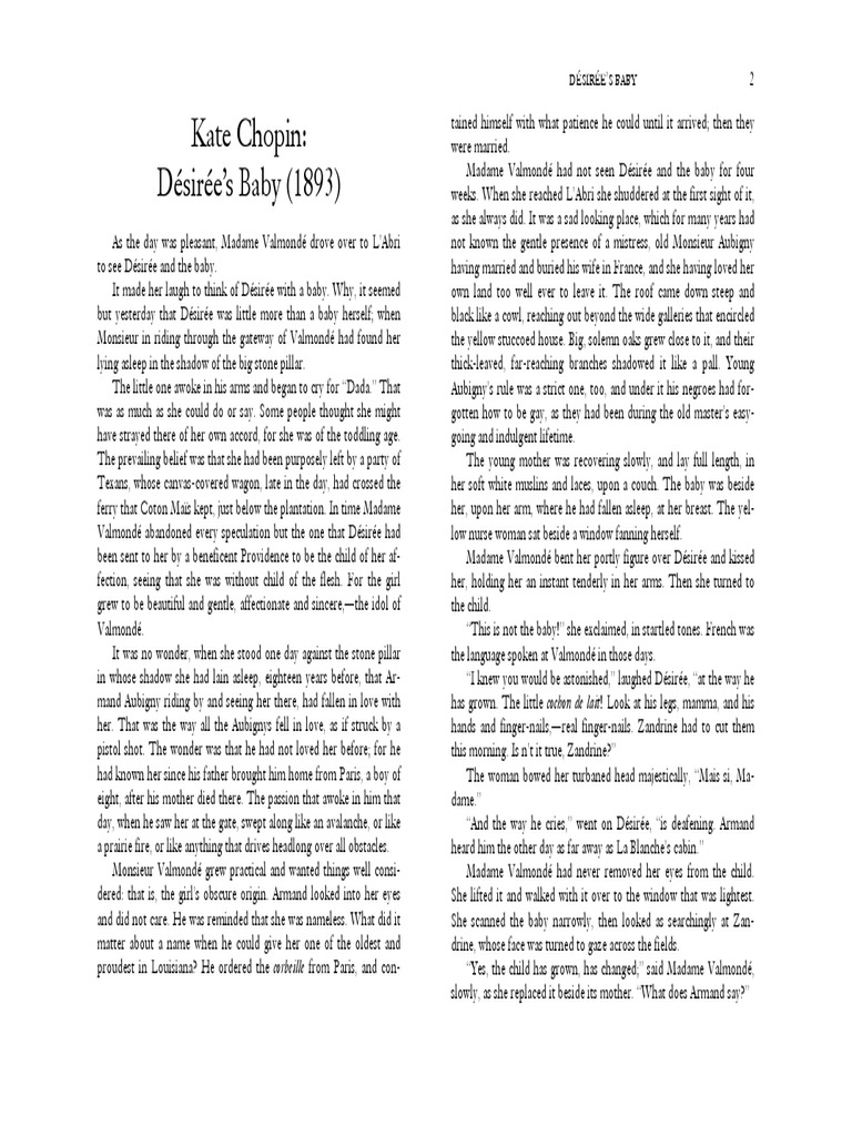 Désirée S Baby | PDF