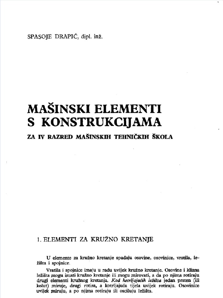 Dokumen - Tech Masinski Elementi S Konstrukcijama Spasoje Drapic | PDF