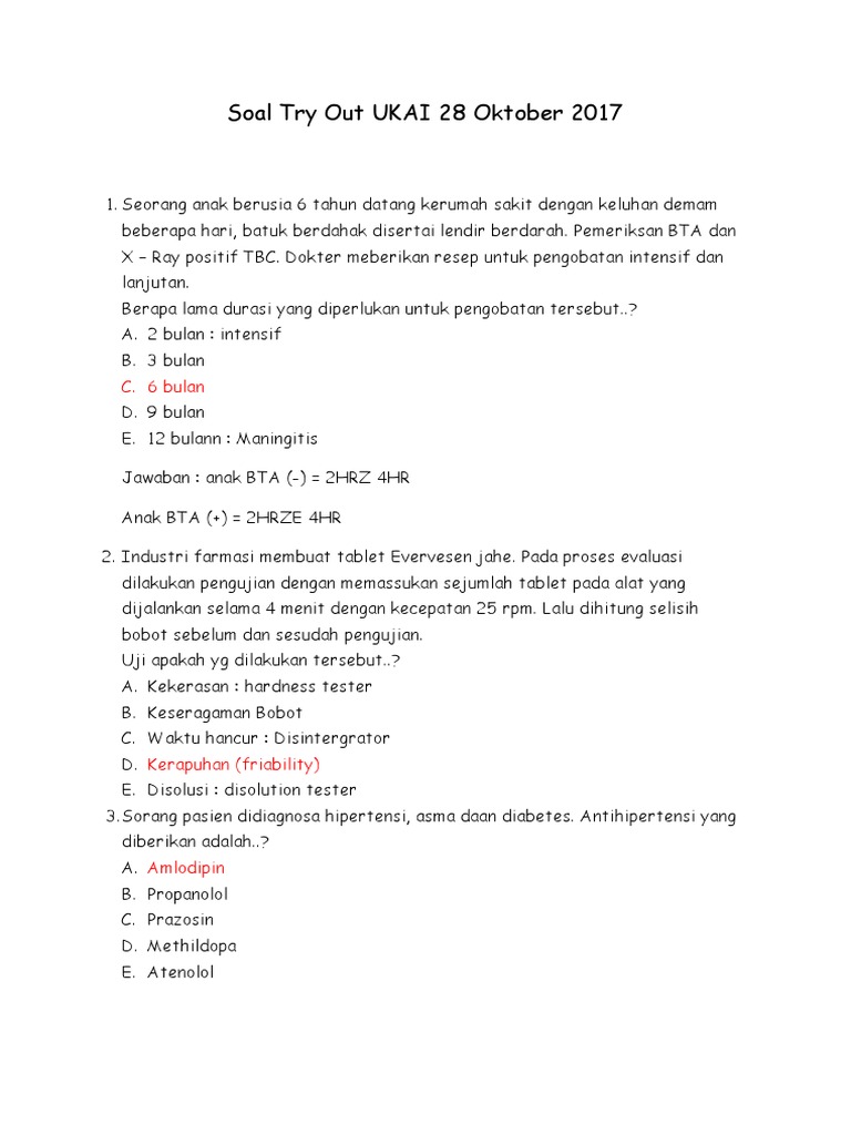 2621 - Soal Try Out UKAI 28 Oktober 2017 Dengan Pilihan-1-2 | PDF