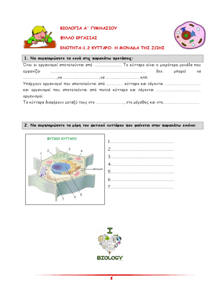 1.2 ΚΥΤΤΑΡΟ Η ΜΟΝΑΔΑ ΤΗΣ ΖΩΗΣ(Φε) | PDF