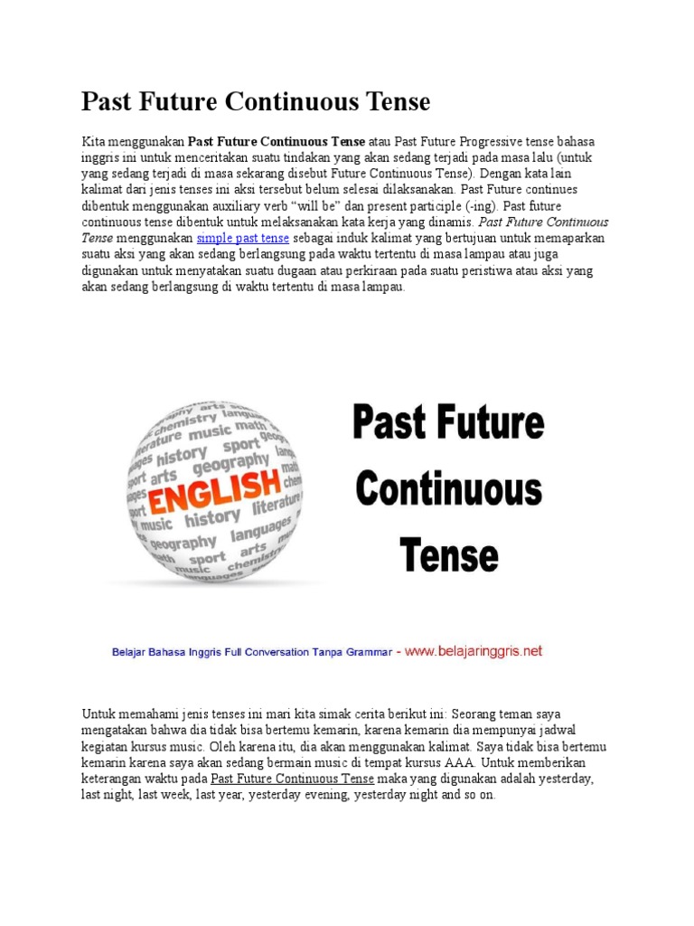 Pengertian dan Rumus Past Future Continuous | PDF | Seni & Disiplin Bahasa