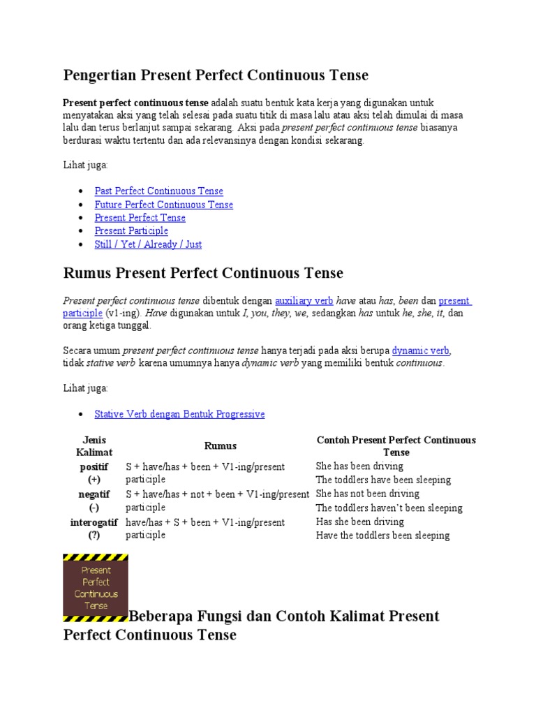 Pengertian dan Rumus Present Perfect Continuous | PDF