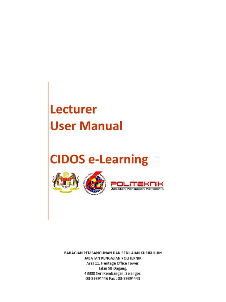CIDOS E-Learning Lecturer User Manual | PDF