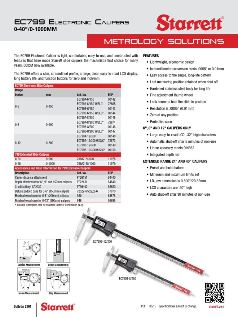 Calibrador Digital Estandar - STARRETT Serie EC799 | PDF | Manufactured ...