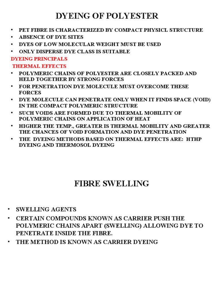 Polyester Dyeing Techniques Explained | PDF | Dye | Dyeing