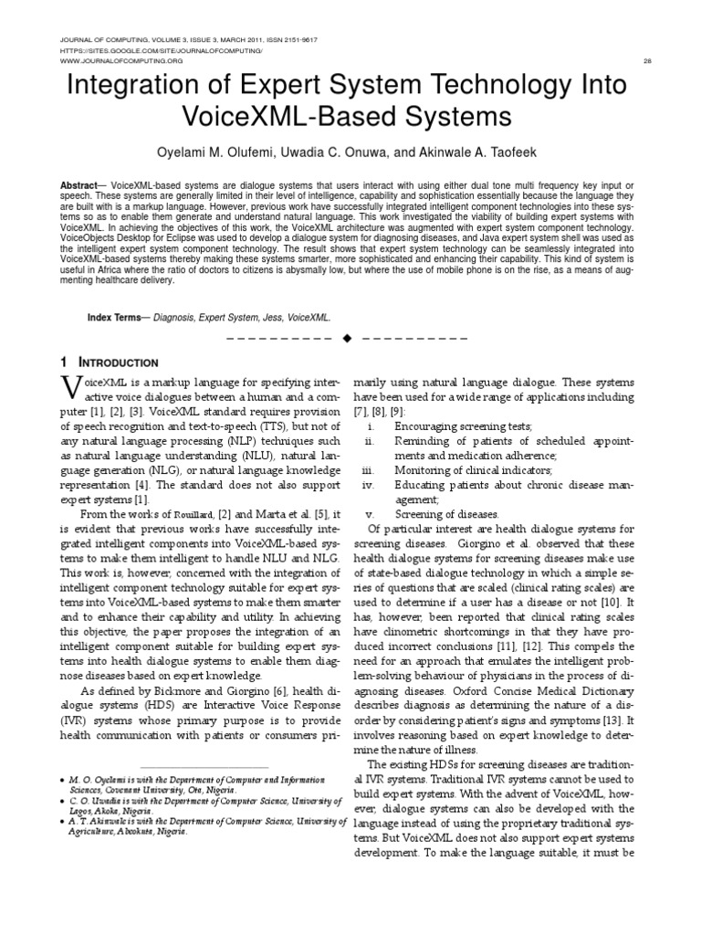 Integration of Expert System Technology Into VoiceXML-Based Systems | PDF | Speech Recognition ...