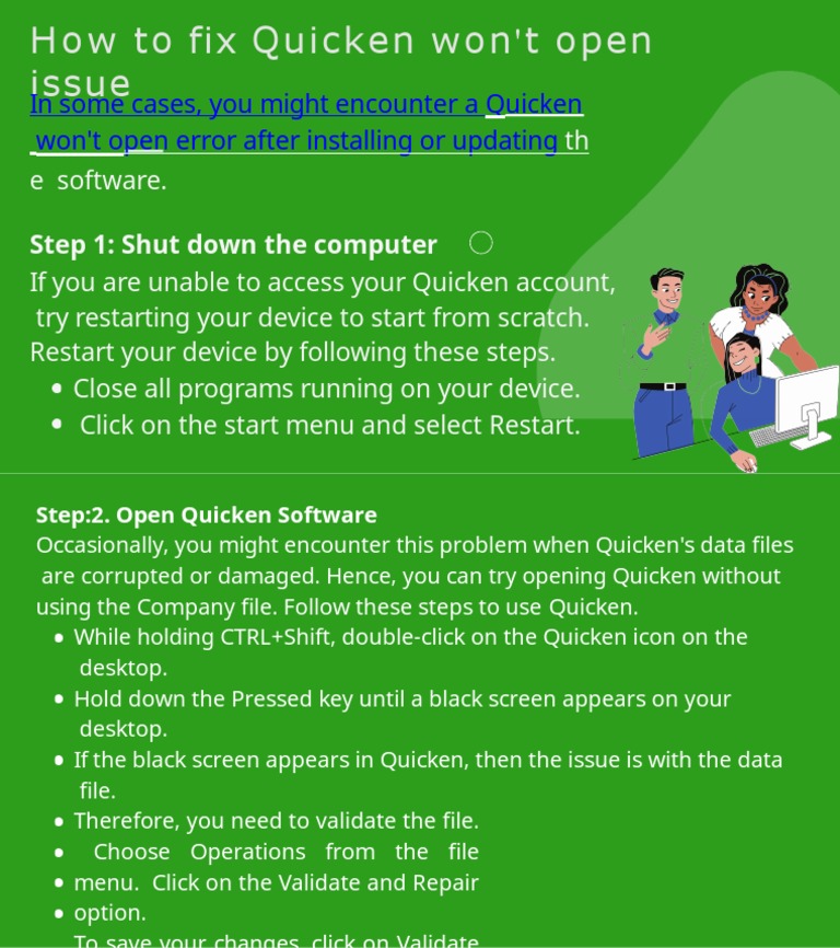 How To Fix Quicken Won't Open Issue | PDF