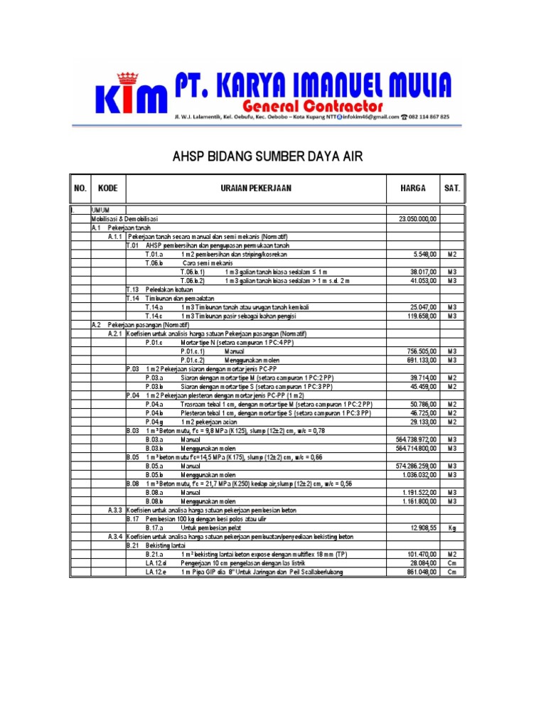 Analisis Harga Satuan Pekerjaan Tanah dan Beton | PDF