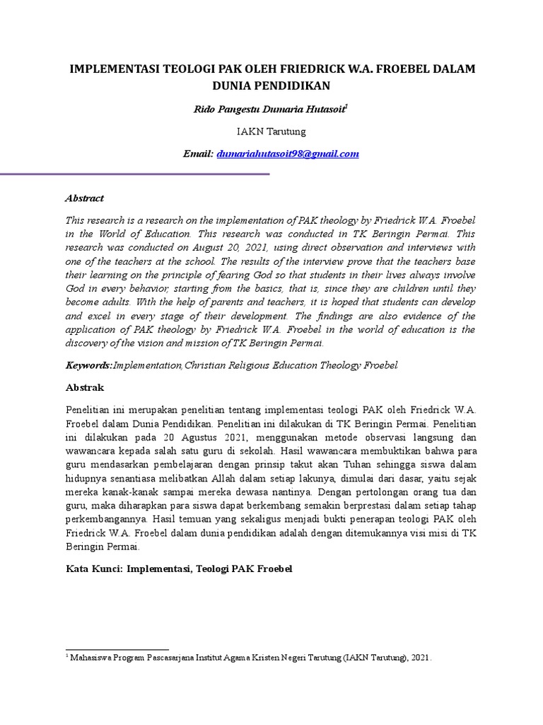 Jurnal Teologi Pak Rido Hutasoit | PDF
