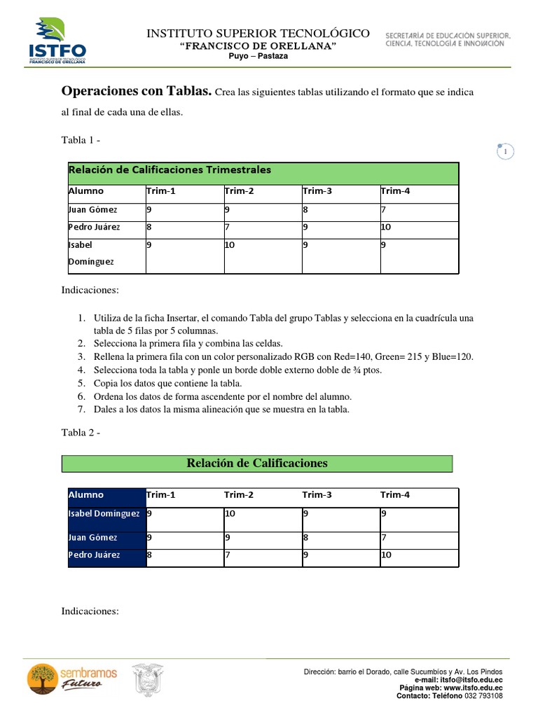 Ejercicio Tablas | PDF | Informática