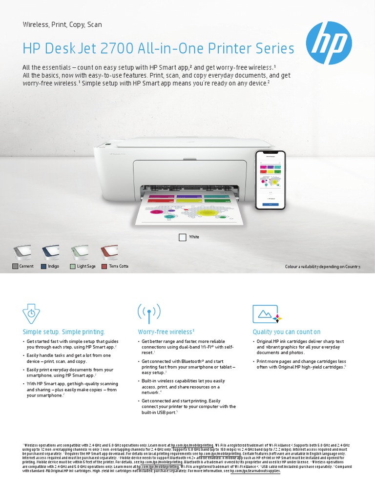 HP Deskjet 2700 All-In-One Printer Series: Wireless, Print, Copy, Scan ...
