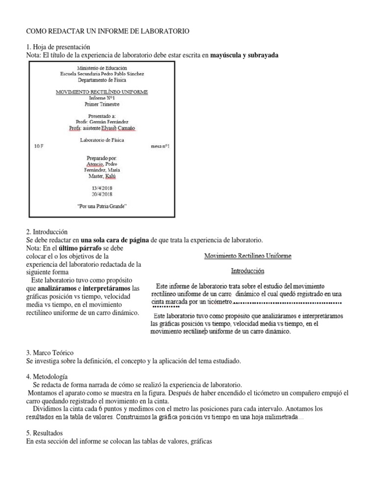 Formato de Como Redactar Un Informe de Laboratorio | PDF