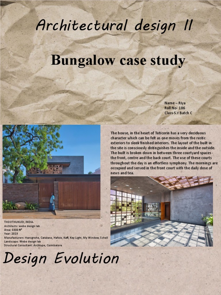 Architectural Design II: Bungalow Case Study | PDF