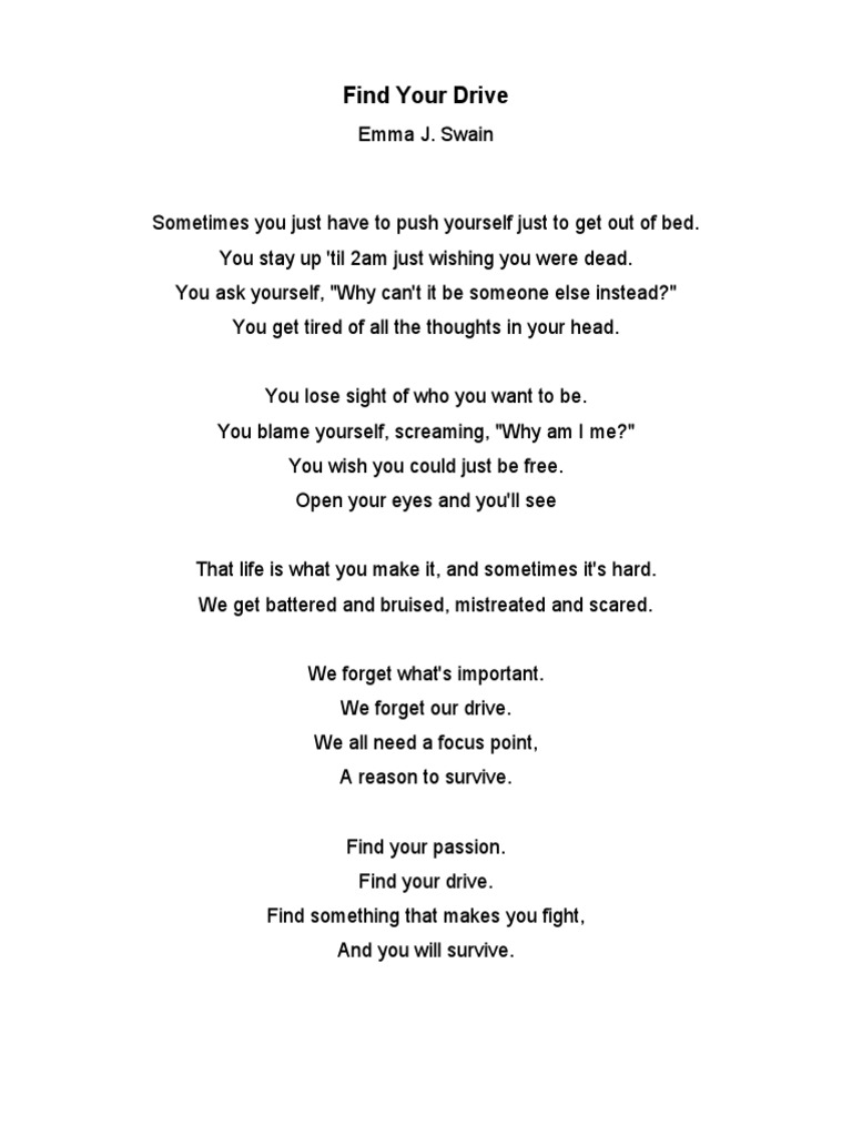 POEM - Grade 7 - Find Your Drive | PDF