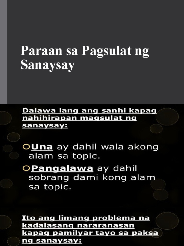 Paraan Sa Pagsulat NG Sanaysay | PDF