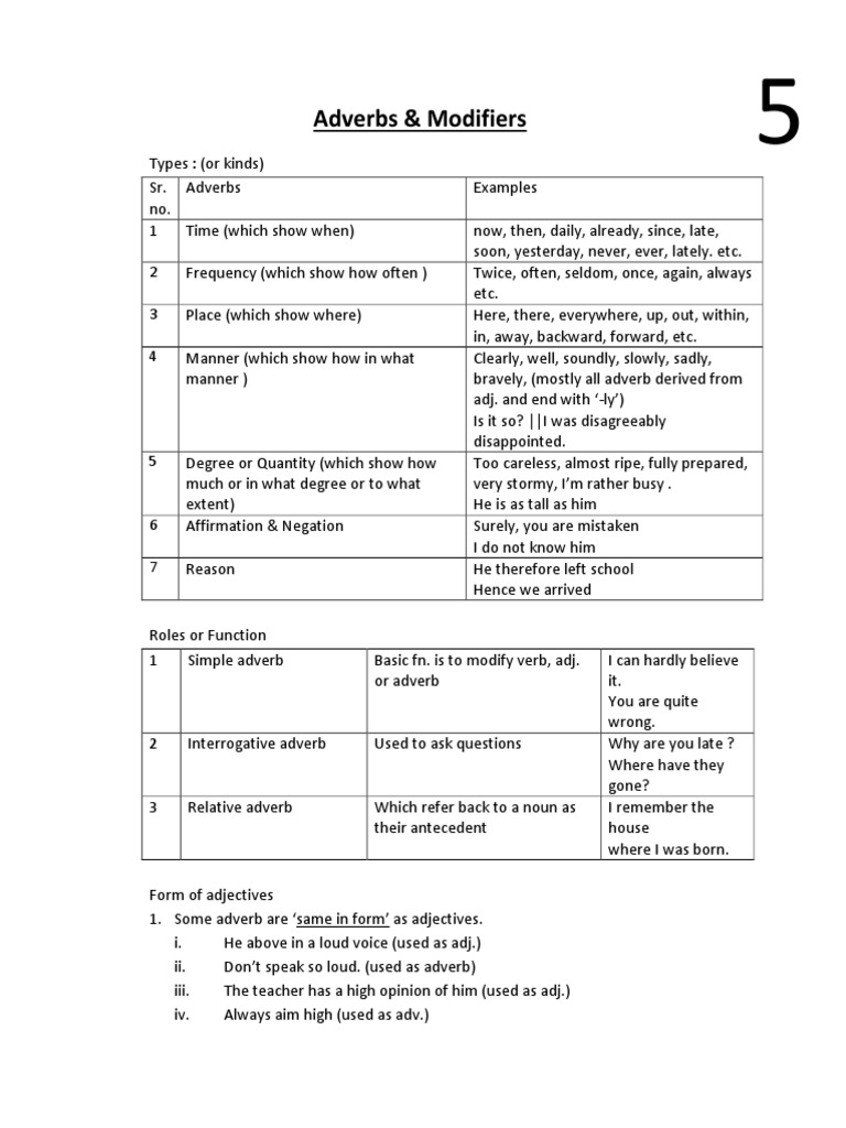 Adverb and Modifiers | PDF | Adverb | Adjective